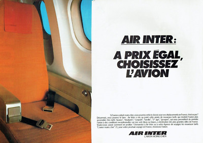 publicité Advertising 0323 1980 Air Inter à prix égal choisissez avion ...