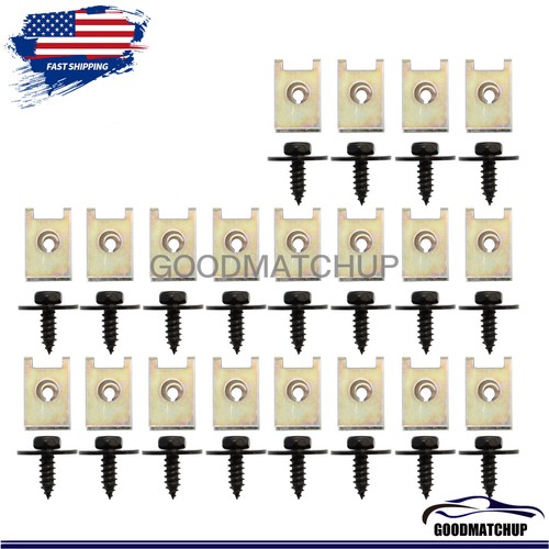40X Metal Car Screw Body Fender Bumper Retainer U Nut Clips Gasket ...