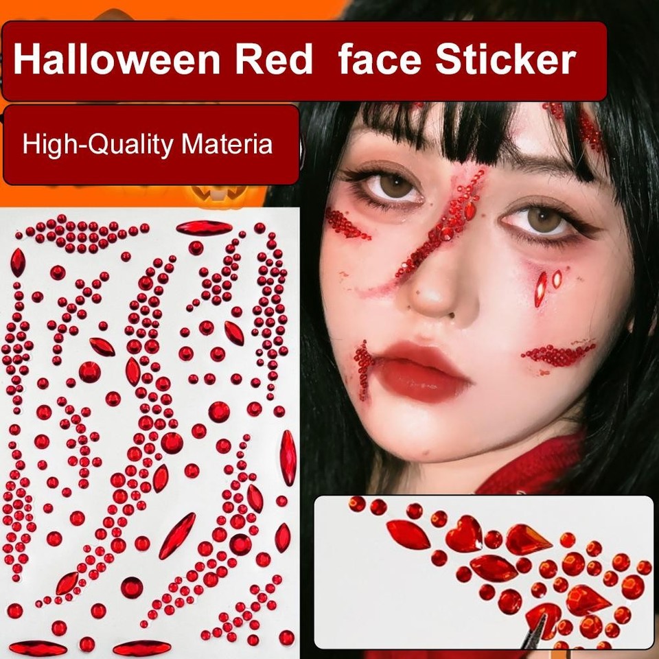 Halloween Bloody Scar Tattoos Temporary Wound Stickers for Face Neck ...