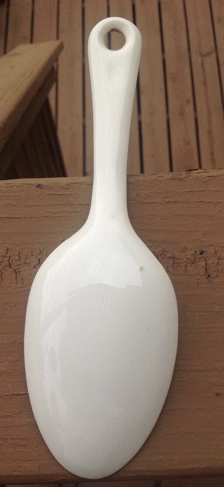 Ceramic Serving Spoon Silhouette Horse People Under Tree Pattern White ...