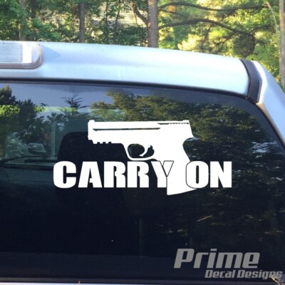 Carry On 2nd Amendment Gun Concealed Permit Car Wall Window Vinyl Decal ...