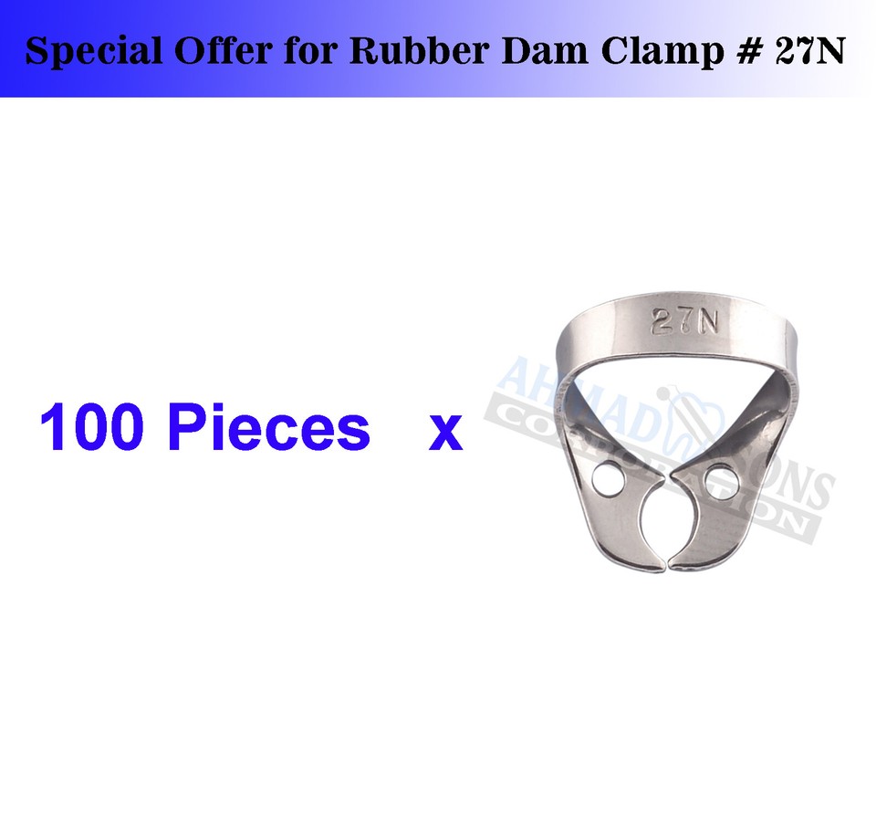 100 PCS Dental Rubber Dam Clamps Endodontics Ivory Retractors Premolar ...