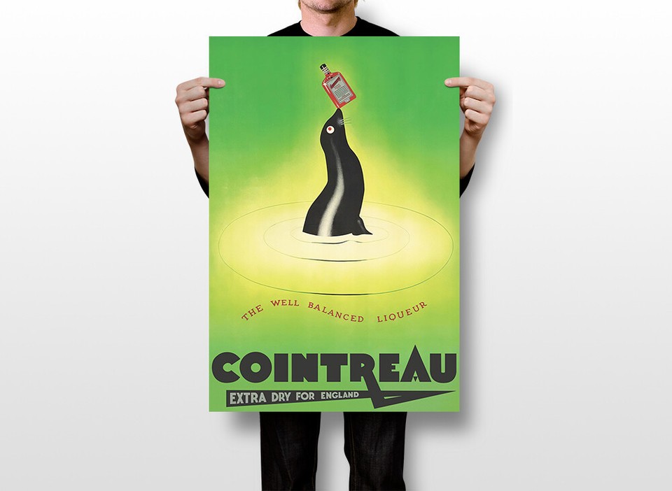 Sea Lion Cointreau England Uk Extra Dry Liquor Vintage Art Wall ...