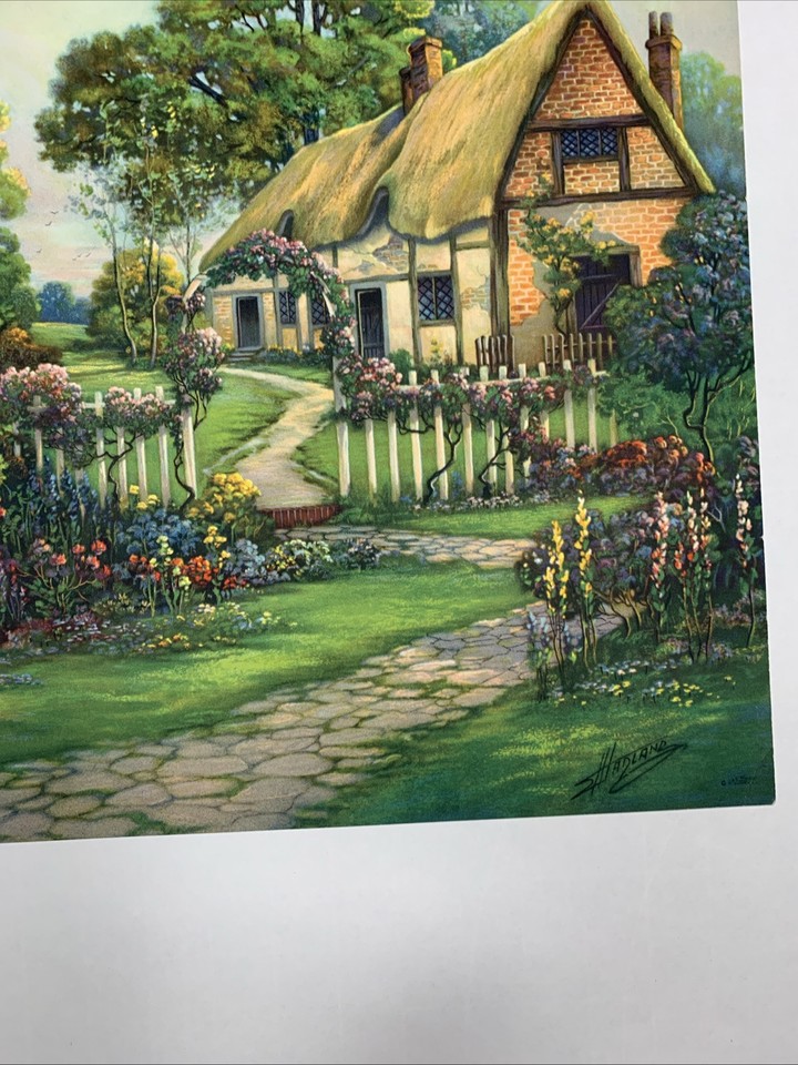 CHEERY!! Original Vintage Harry Hadland 12x15 Garden Print Vivid Color ...