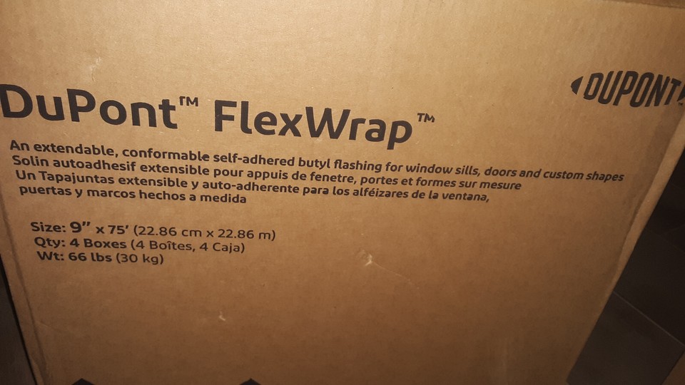 Dupont FlexWrap NF Self Adhering Butyl Adhesive 9" x 75' Flashing Tape ...