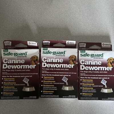 3 BOXES Safe-Guard LARGE dewormer fenbendazole Dogs 40 lbs+ WORMER New ...