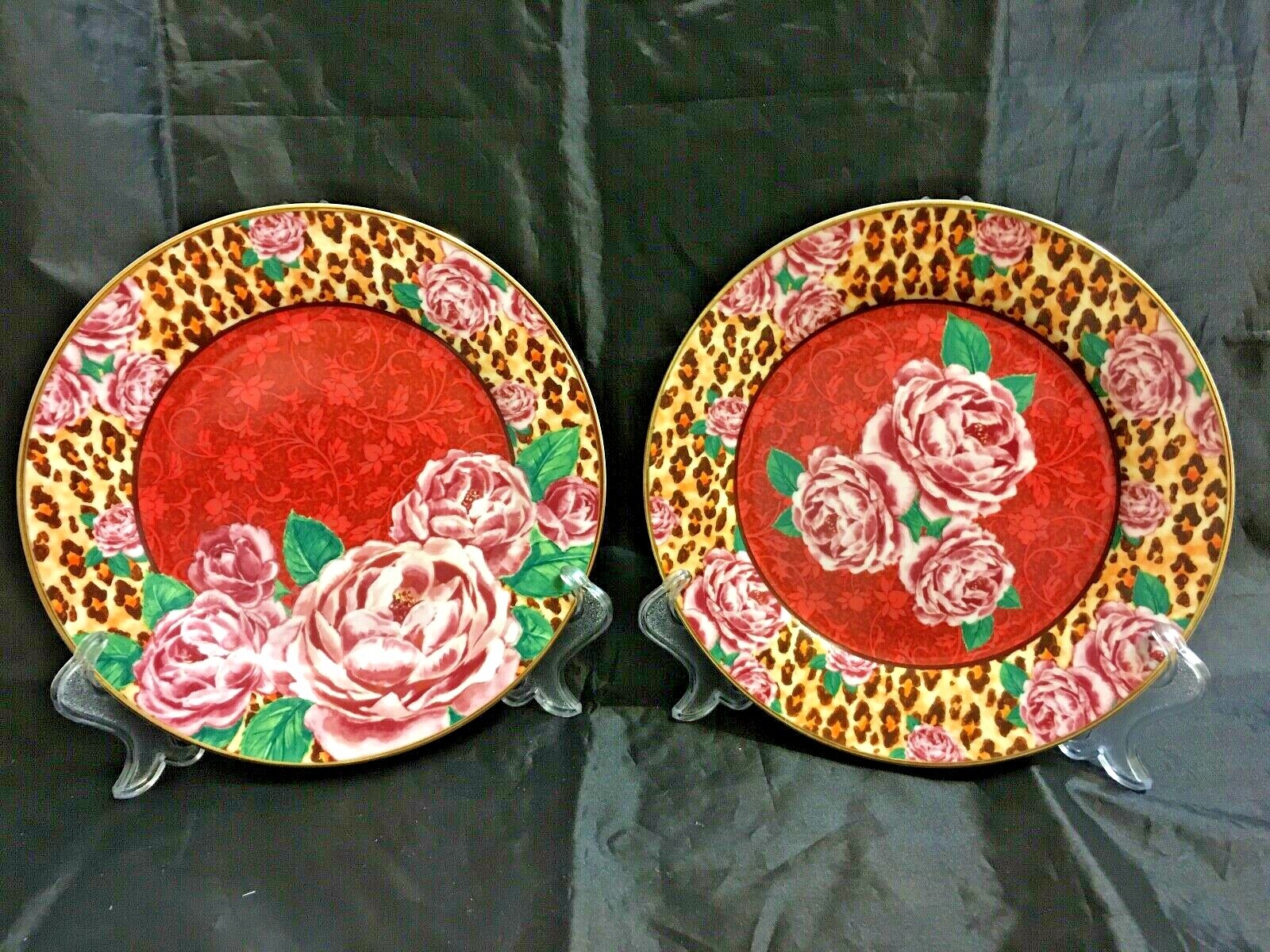 *New* PUNCH STUDIO LEOPARD ROSE 8" Salad Dessert Plate 4 Designs *LAST ...