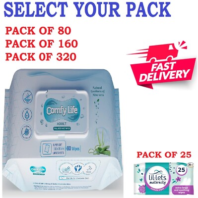 Comfy Life Premium Full Body Cleansing Wet Wipes for Adults Large ...