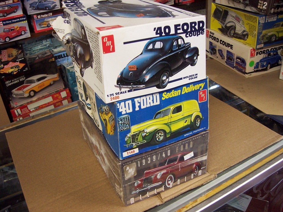 lot of 3 vintage 1940 ford model kits,amt,sealed,coupe,sedan delivery ...