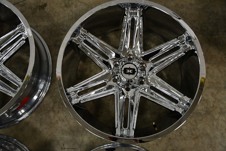 Set 4 22" Vision Off-Road 363 Razor Chrome Wheels 22x10 5x5 Lifted Rims ...