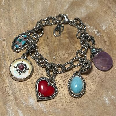 Carolyn Pollack 925 Sterling Bracelet 5 Bejeweled Enhancer Charms | eBay