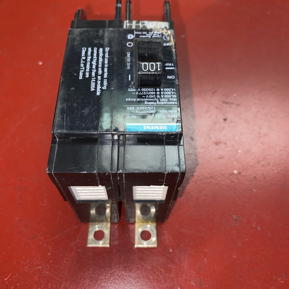 SIEMENS BQD2100 2 Pole 100 AMP Type BQD Circuit Breaker | eBay