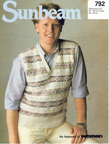 Vintage Sunbeam Knitting Pattern 792 - Unisex Fair Isle Slipover | eBay