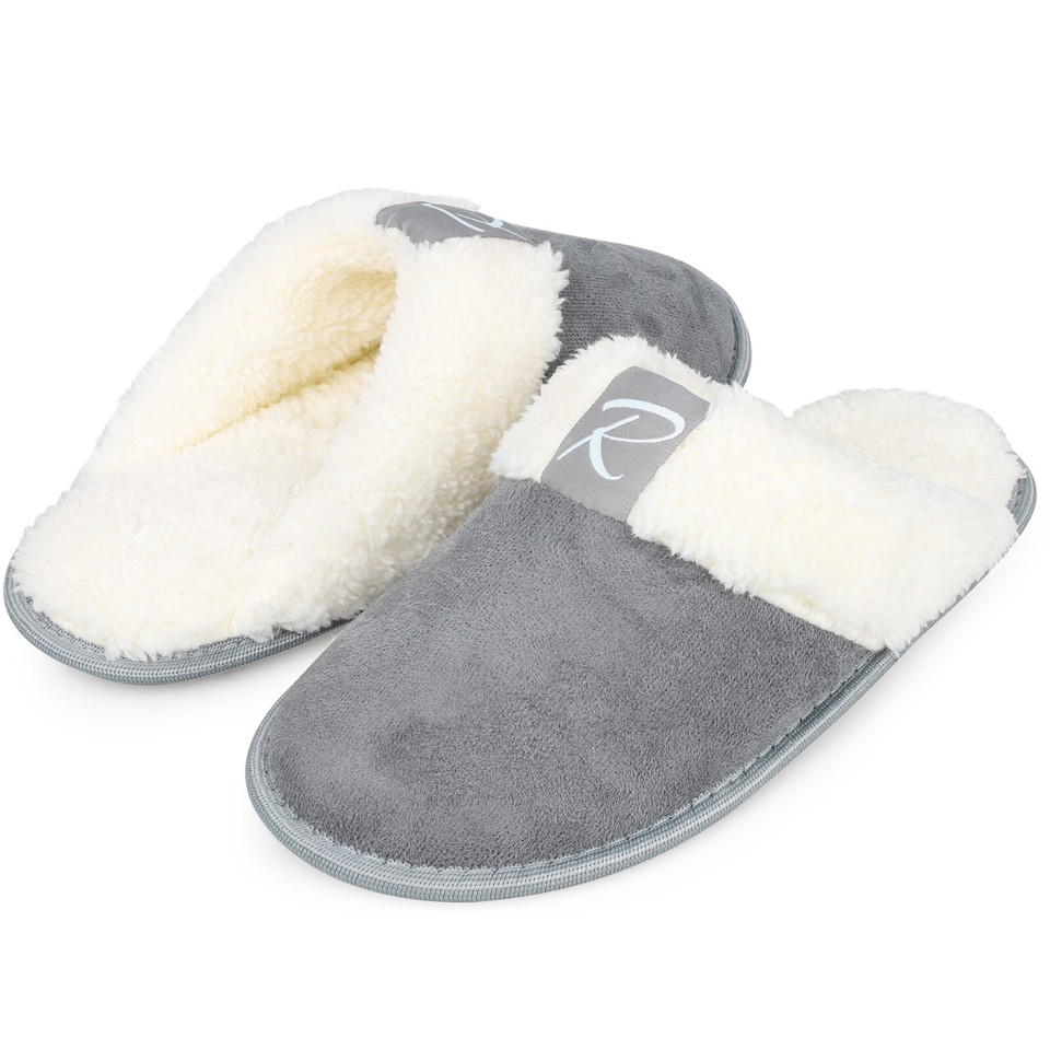 Mens Womens Fuzzy Bedroom Slippers Warm Memory Foam Furry Slip on House ...