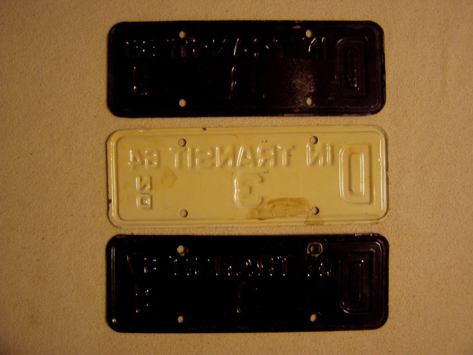3 VINTAGE 1960's NORTH DAKOTA IN TRANSIT AUTO DEALER LICENSE PLATES ...