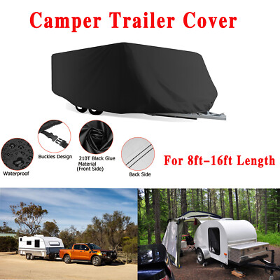 Camper Trailer Cover Caravan Protector 8ft-16ft Outdoor Waterproof Tent ...