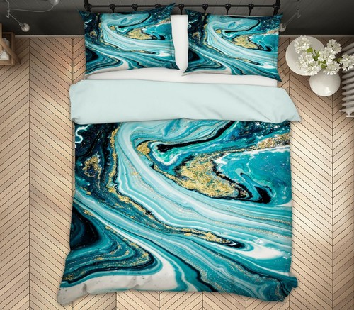 3D Blue Texture NAO501 Bed Pillowcases Quilt Duvet Cover Set Queen King ...