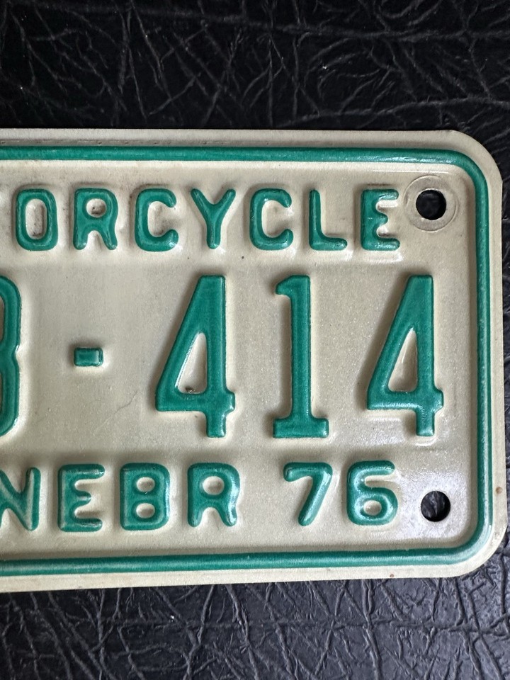 Vintage 1976 Nebraska Motorcycle License Plate With Stickers | eBay