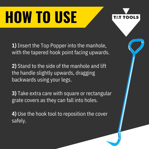 TT Tools Top Popper Manhole Hook – Heat Treated Manhole Hook ...