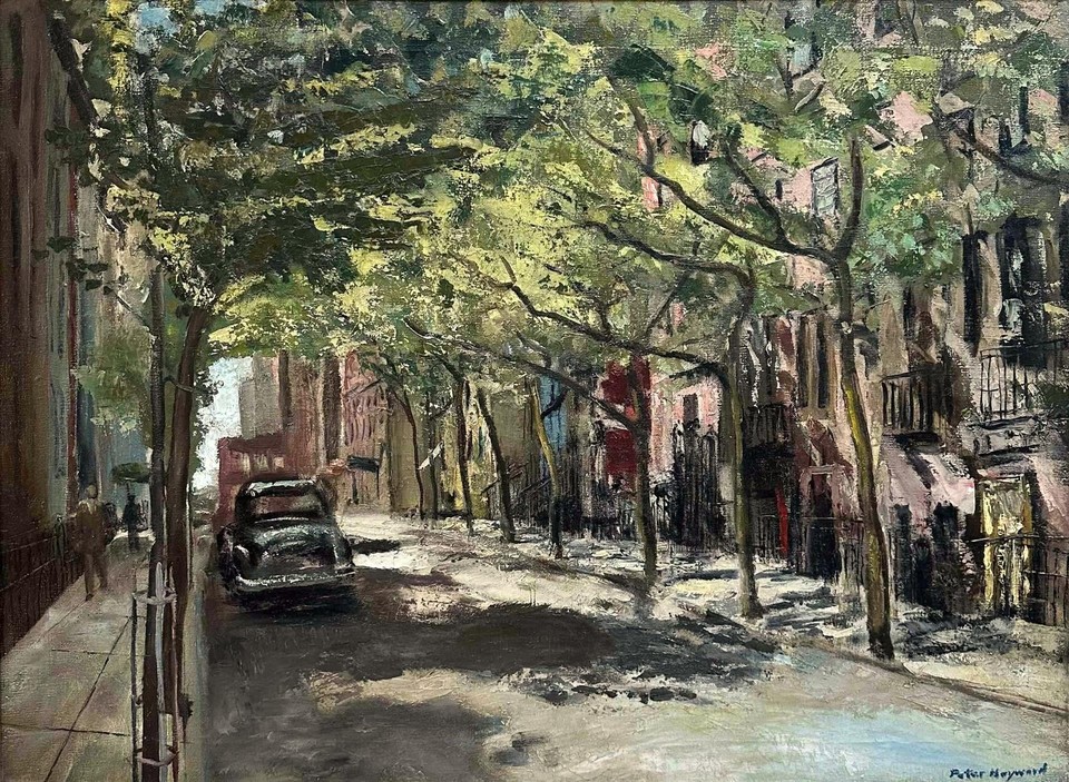 Peter Hayward - New York City Street View - Original Oil circa 1950s or ...