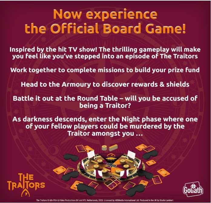 The Official Traitors Board Game as seen on BBC -4-6 Players12+ IN HAND ...