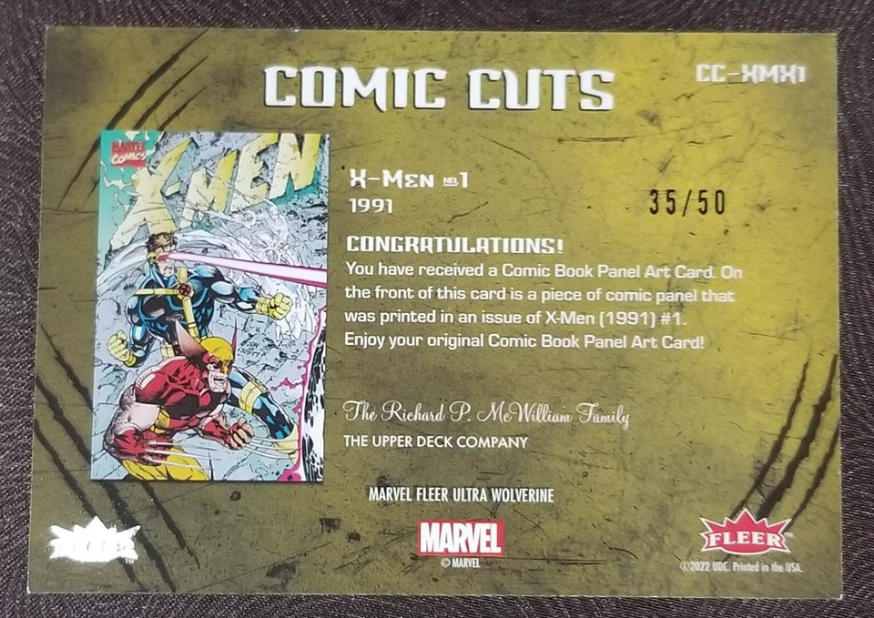 2023 Fleer Ultra Marvel Wolverine CC-XMX1 X-Men #1 1991 Comic Cuts /50 ...