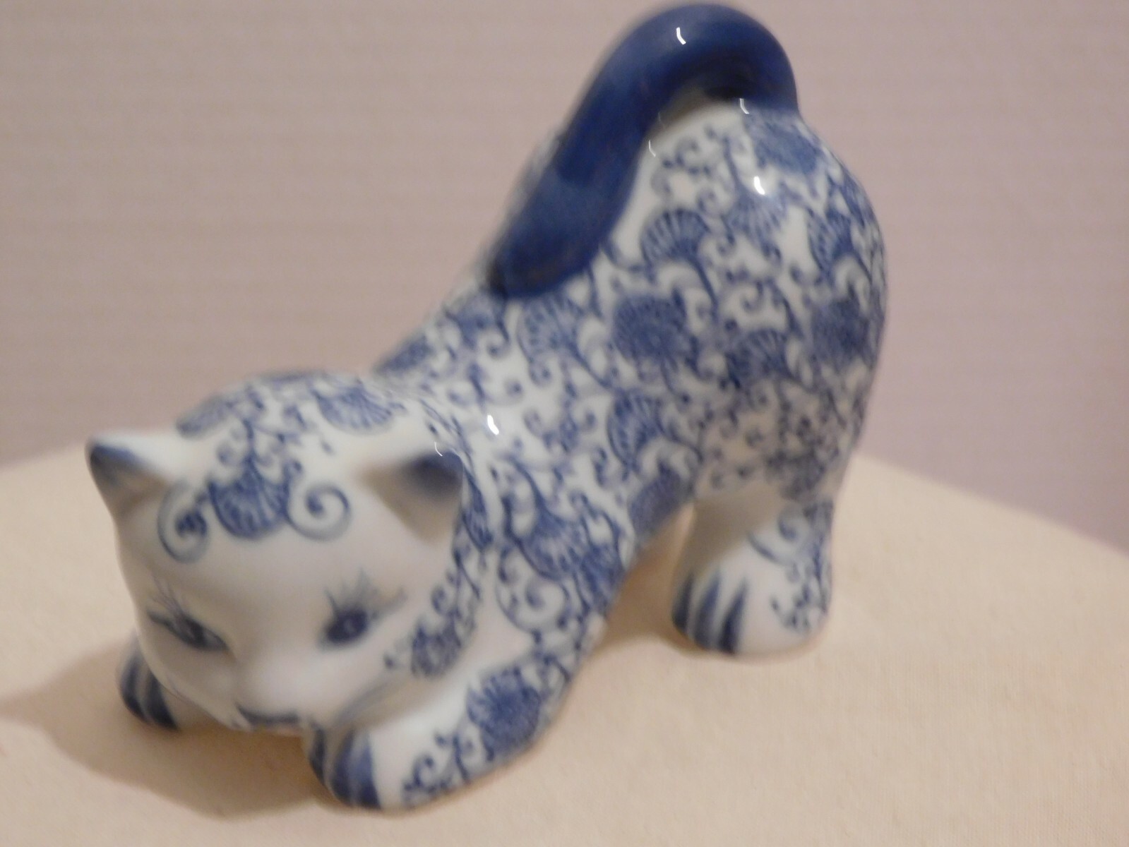 Bombay Blue & White Ceramic CAT Made In China 4½" long MINT | eBay