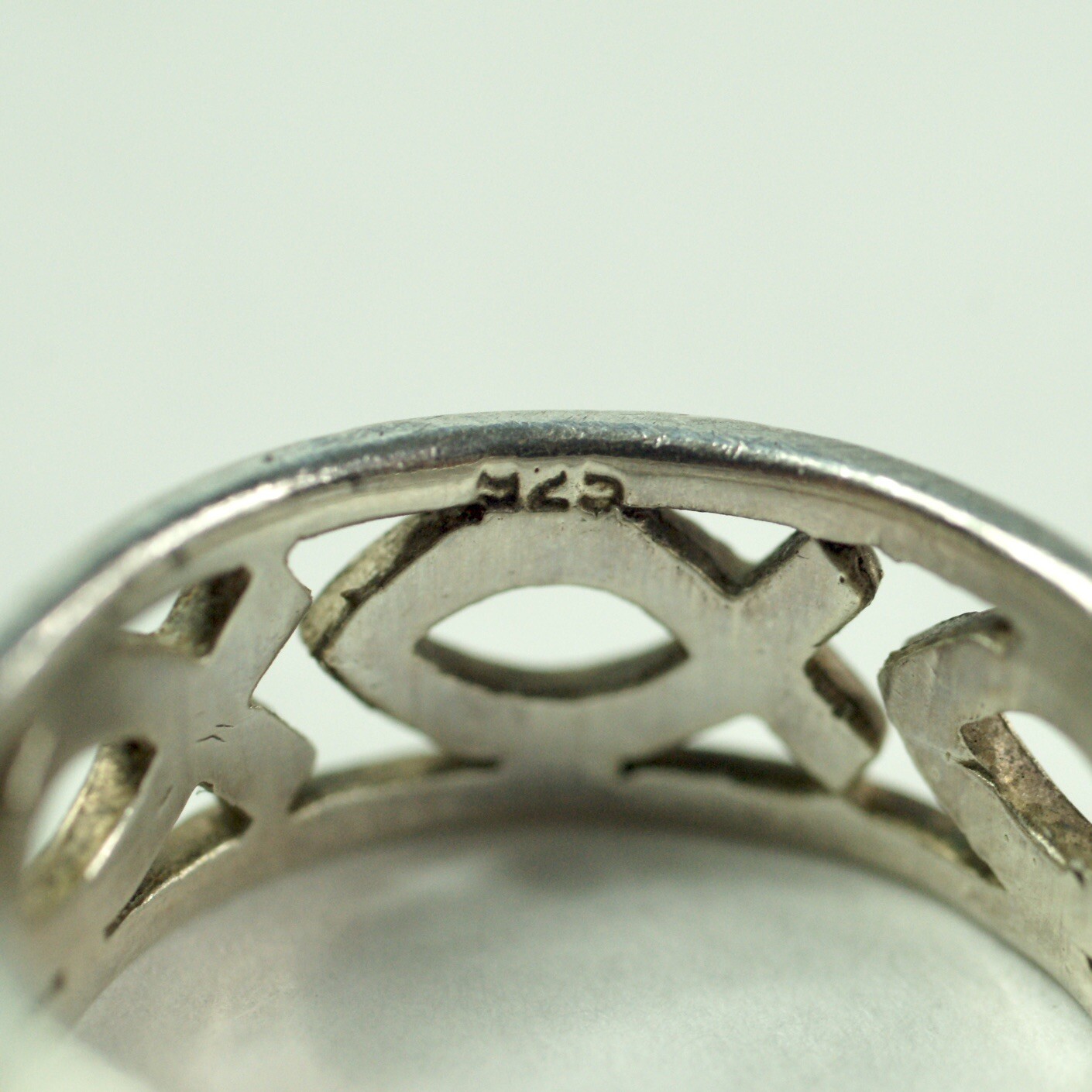 sterling silver ichthus eternity band ring size 6.75 | eBay