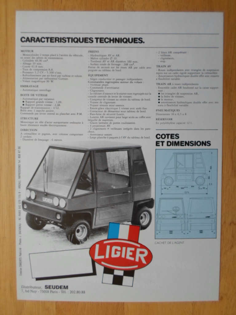 LIGIER JS4 orig 1982 French Microcar Sales Leaflet Brochure - JS 4 Sans ...