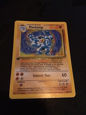 Machamp 1st edition holographic Pokemon Card - 8/102 Rare - | eBay