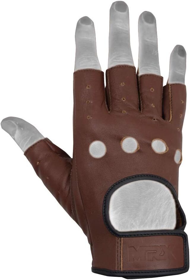 MRX Mens Soft Goat Leather Driving Glove Half Finger Motorcycle Riding ...