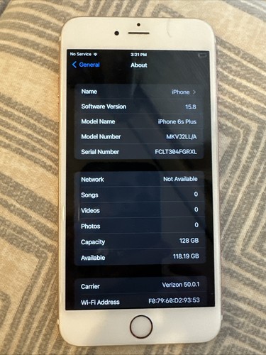 Apple iPhone 6s Plus - 128GB - Rose Gold (Verizon) A1687 (CDMA + GSM ...