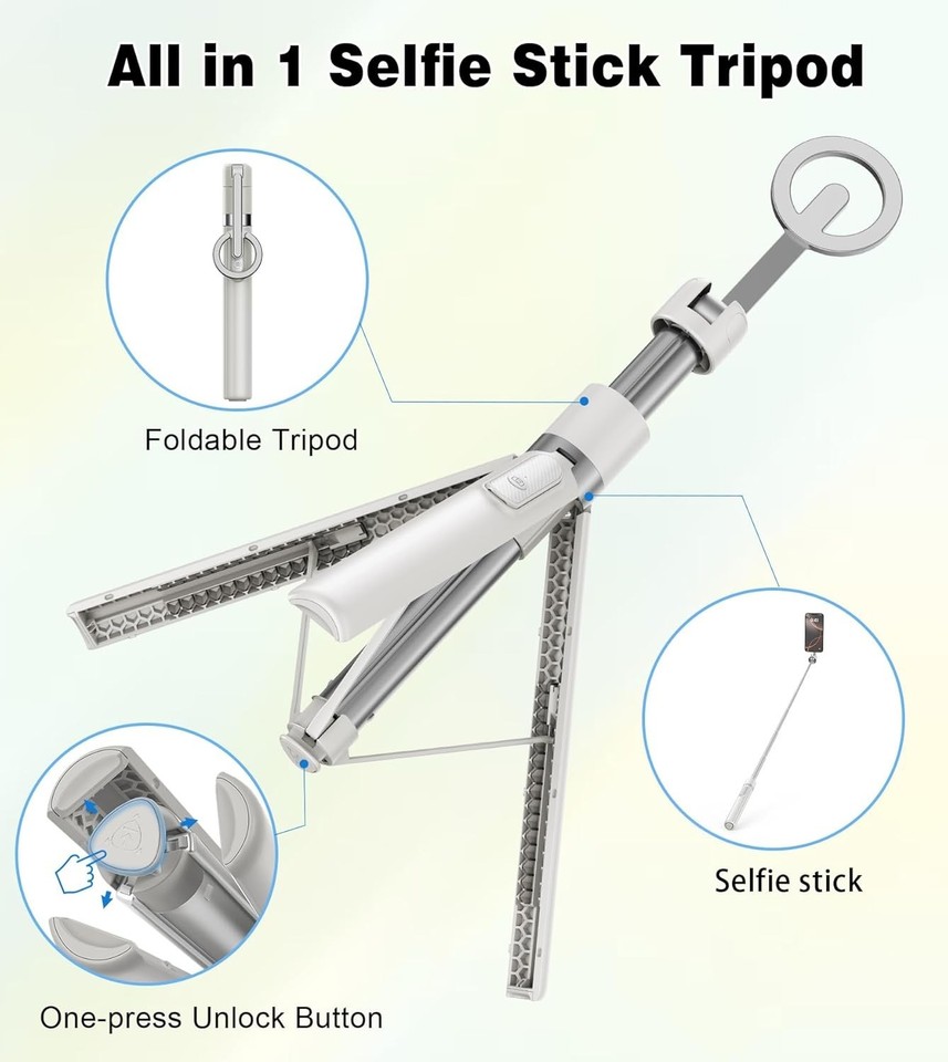Adjustable Selfie Stick Tripod with Rechargeable Remote | eBay