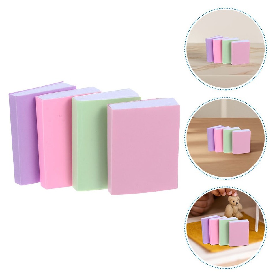 4 Pcs Mini Blank Books Tiny Doll House Dollhouse Miniature Library ...