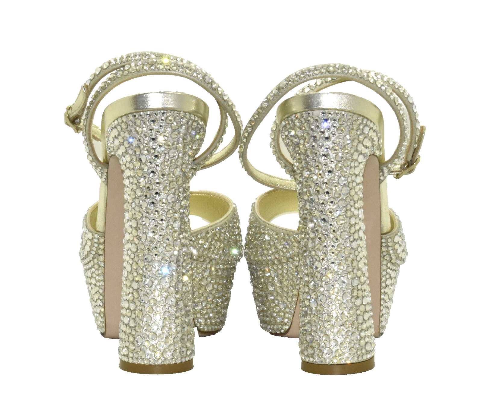 C5 NWOB LE SILLA Gold W/Crystals Hi Heel Prince Platform Sandal Shoes ...