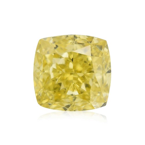 0.52 Ct Natural Fancy Intense Color Yellow Diamond Cusgion Modified ...