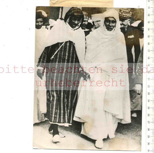 ORIGINAL PRESSEFOTO: 1954 ATTENTAT auf den SULTAN von MAROKKO Mohammed ...