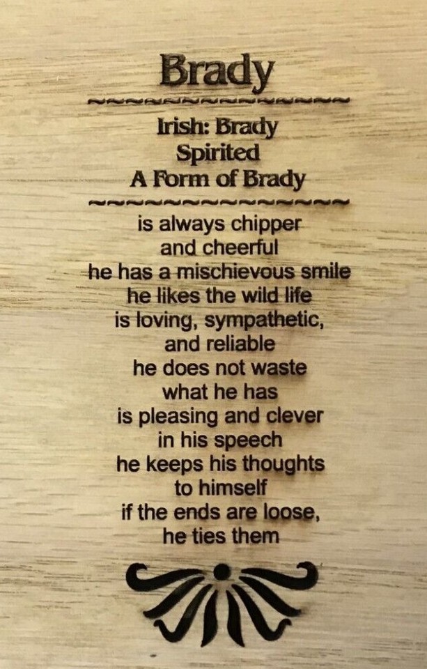 "Brady" Name Laser Engraved Wood 7" x 5" Photo Picture Frame NO CUSTOM ...