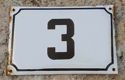 Genuine enamel porcelain house number 3 st. House sign #3 vintage | eBay