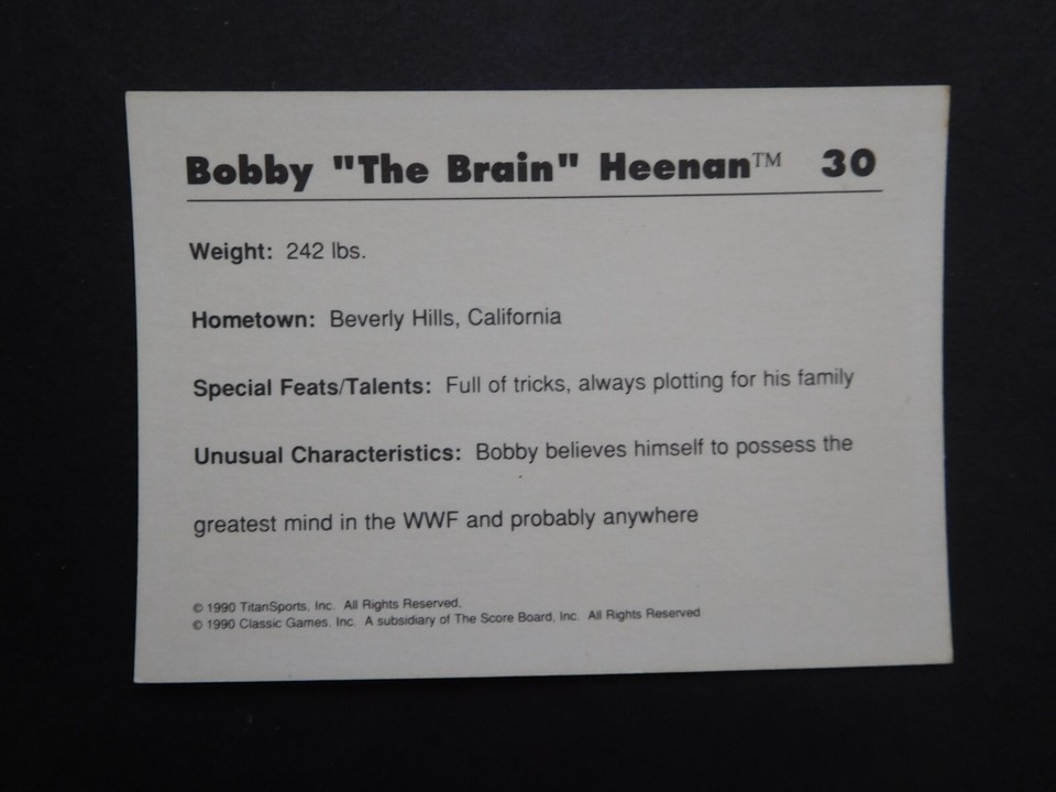 BOBBY "THE BRAIN" HEENAN 1990 TITAN SPORTS "CLASSIC WWE" CARD #30 | eBay