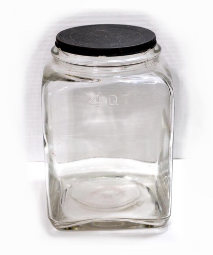 Antique Hazel Atlas Square Glass Jar 4 Qt Collectible Storage Pantry ...