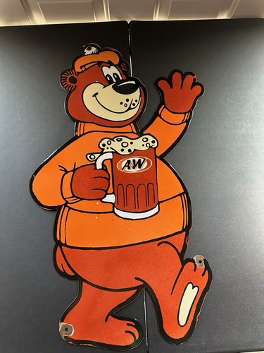A & W Root beer Bear Sign Porcelain Enamel Sign | eBay