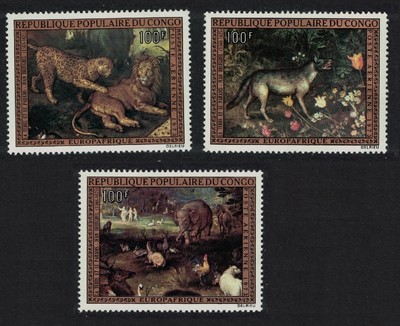Congo Lion Leopard Wild Dog Animals Paintings 1973 MNH SG#384-386 ...