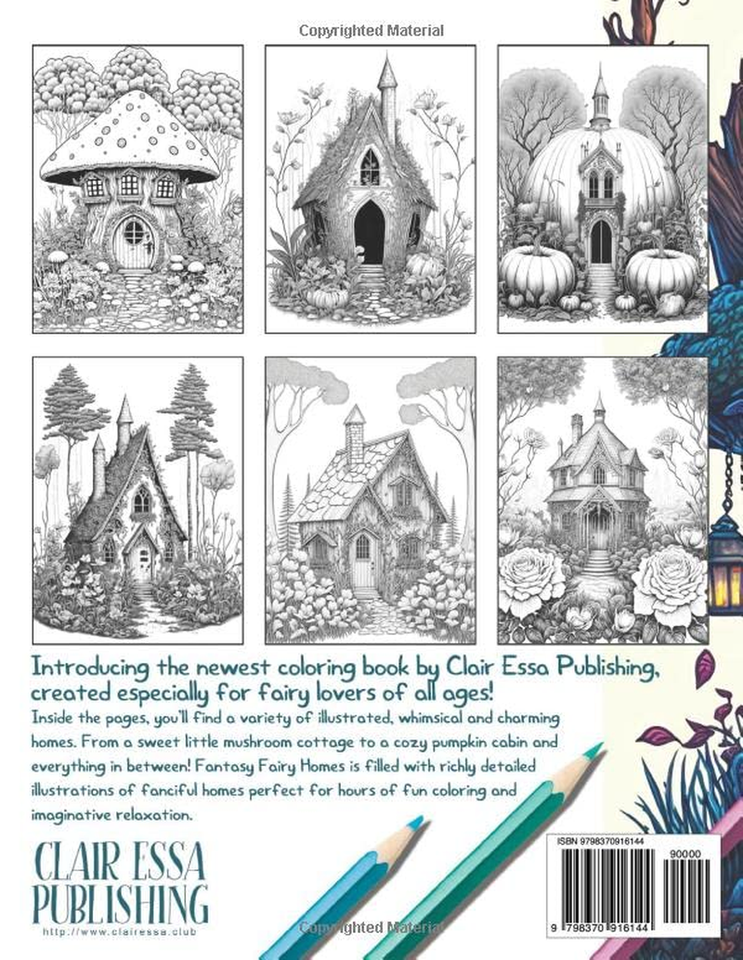 Fantasy Fairy Homes: an Adult Coloring Book Full of Whimsical Black ...