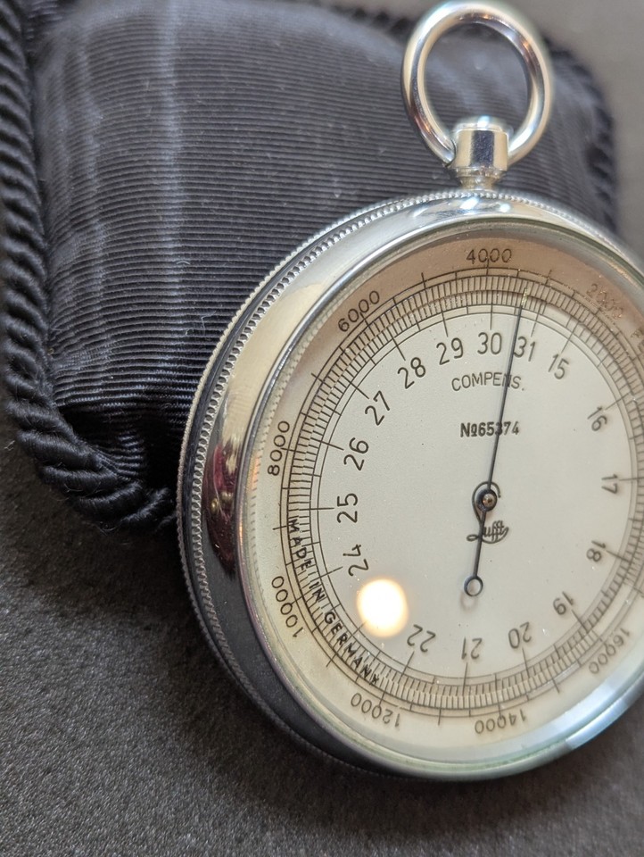 Chrome Plated POCKET ANEROID COMPENS BAROMETER ALTIMETER LUFFT GERMAN ...