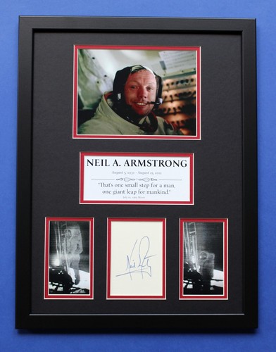 NEIL A. ARMSTRONG AUTOGRAPH framed artistic display 1st Moonwalker ...
