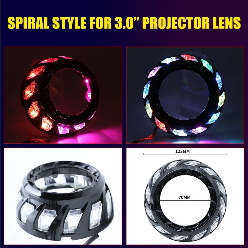 2.5" Honeycomb Bi Led Projector Lens 90W Black RGB Shrouds Mobile app ...