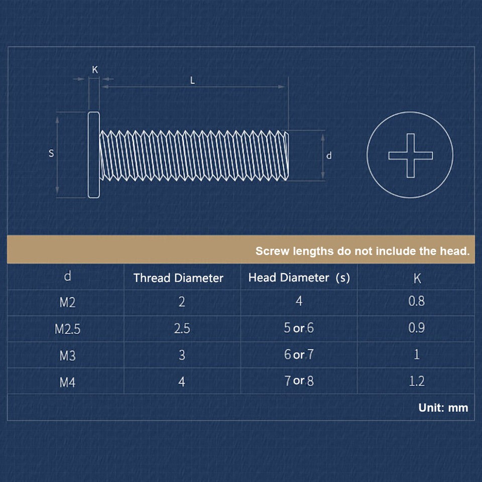 M2 M2.5 M3 M4 CM Phillips Ultra Thin Flat Wafer Head Screw Bolt Machine ...