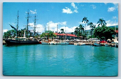 Postcard HI Lahaina Maui View Pre-Fire Picturesque Yacht Harbor Boat ...