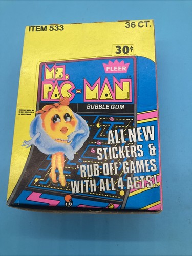 Ms Pac-Man Stickers & Games Box Of Unopened Packs | eBay
